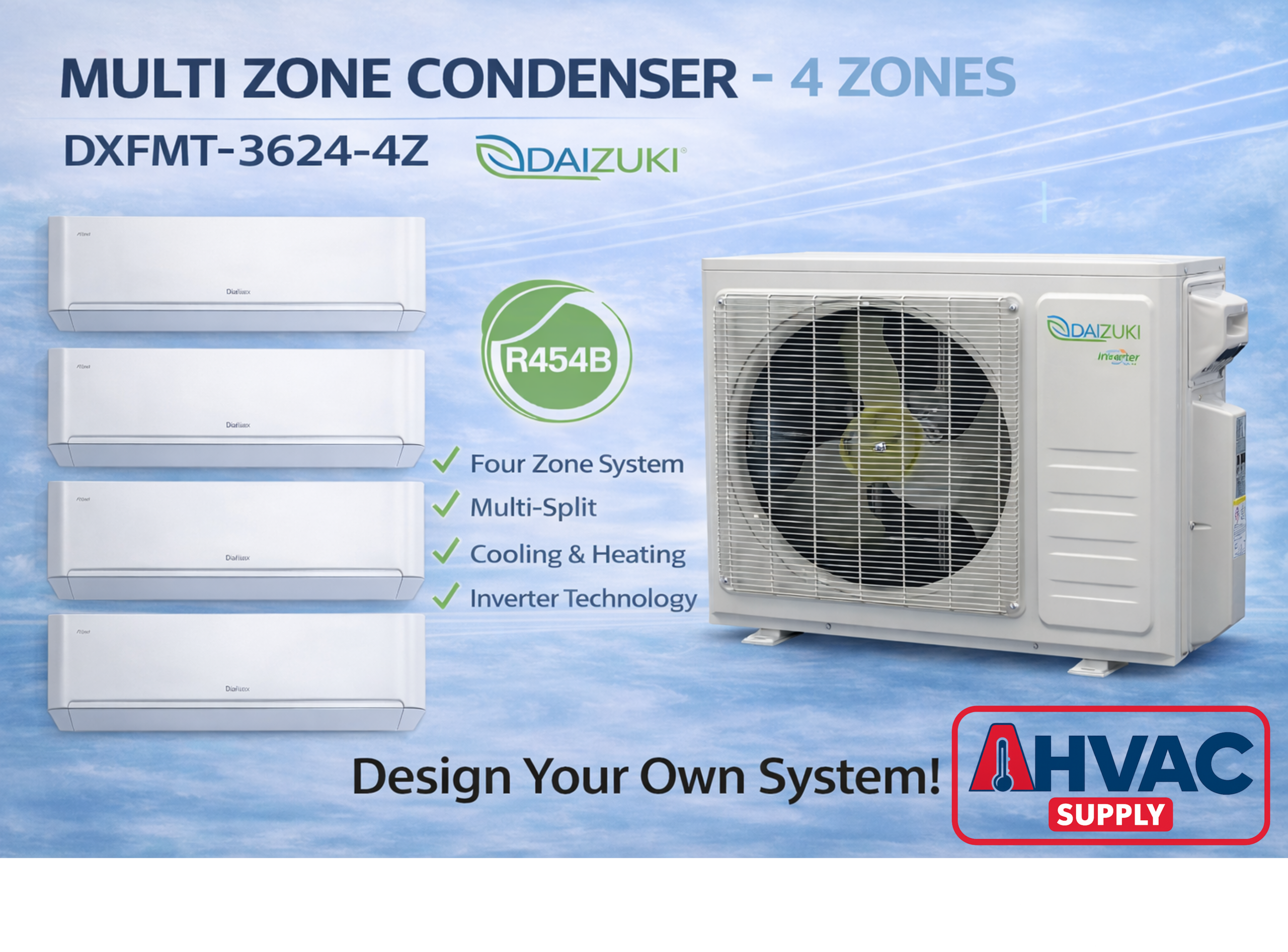 Daizuki 36,000 Btu 4-Zone Mini Split System – Design Your Own System ...